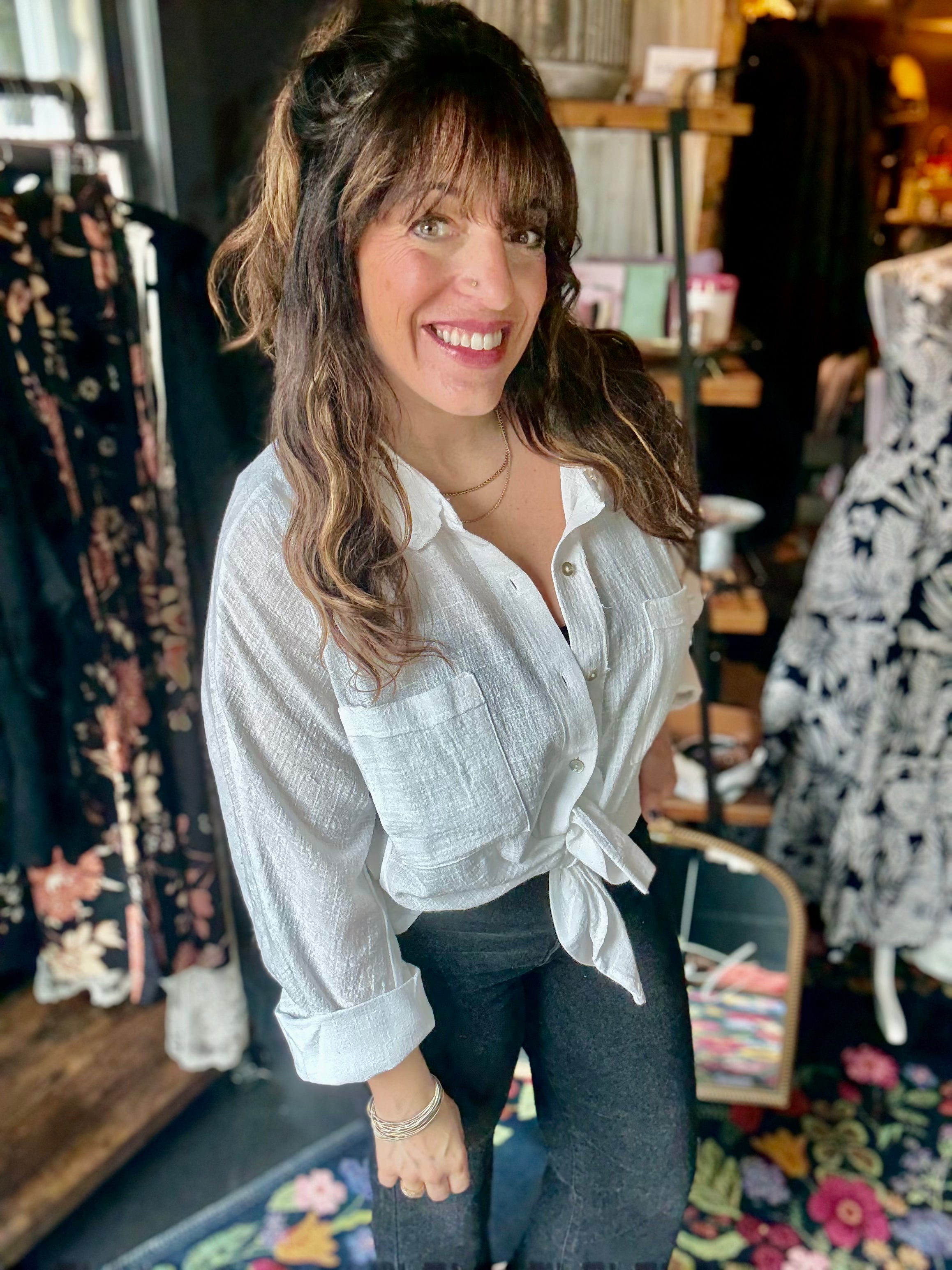 "Breezy Days" Button Down Top – The Robyn's Nest Boutique